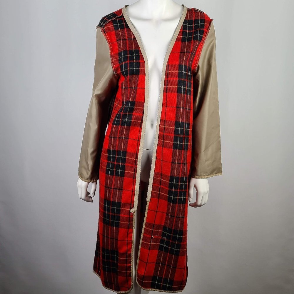 Vintage Inside Out Buffalo Plaid Cardigan Duster - Gem